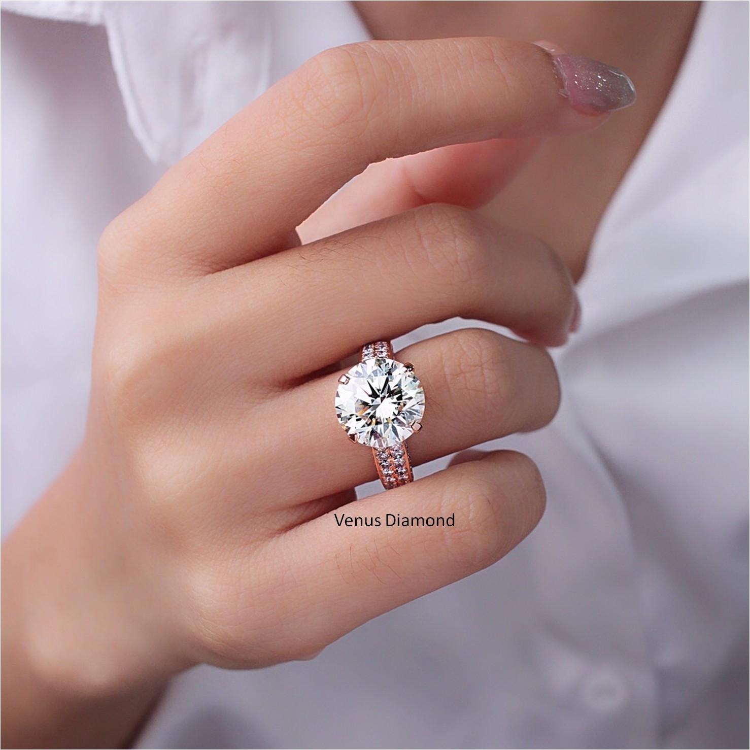 เพชร Round 5.07 ct สี H ความสะอาด VS1 เซอร์ HRD - Venus Diamond วีนัส ...